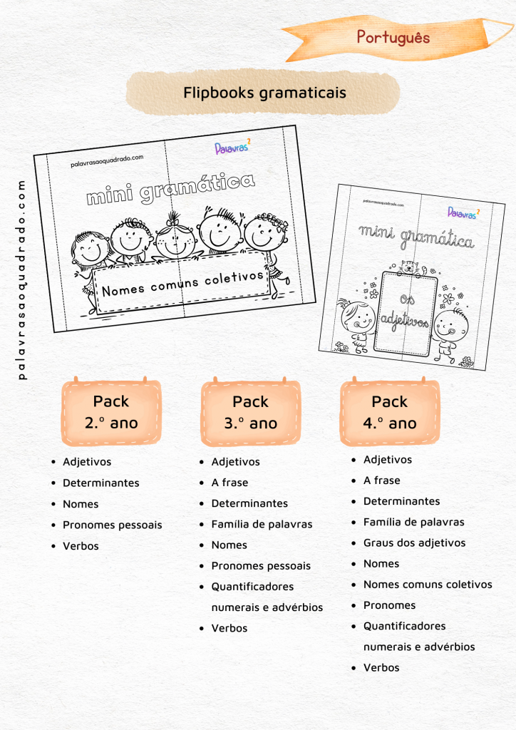 Flipbooks gramaticais (pack completo) - Loja Palavras ao Quadrado