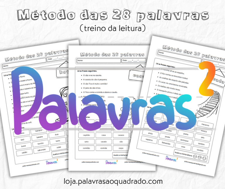 Método das 28 palavras - Fichas de leitura - Loja Palavras ao Quadrado